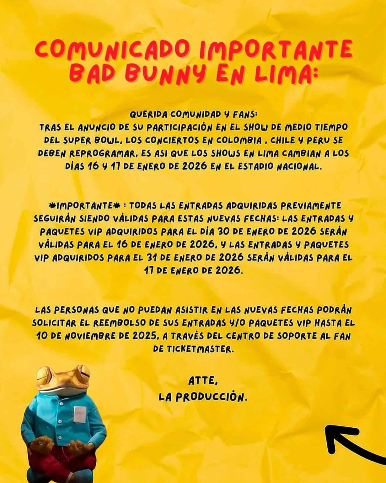 Bad Bunny reprograma sus conciertos en Lima tras anuncio del Super Bowl ...